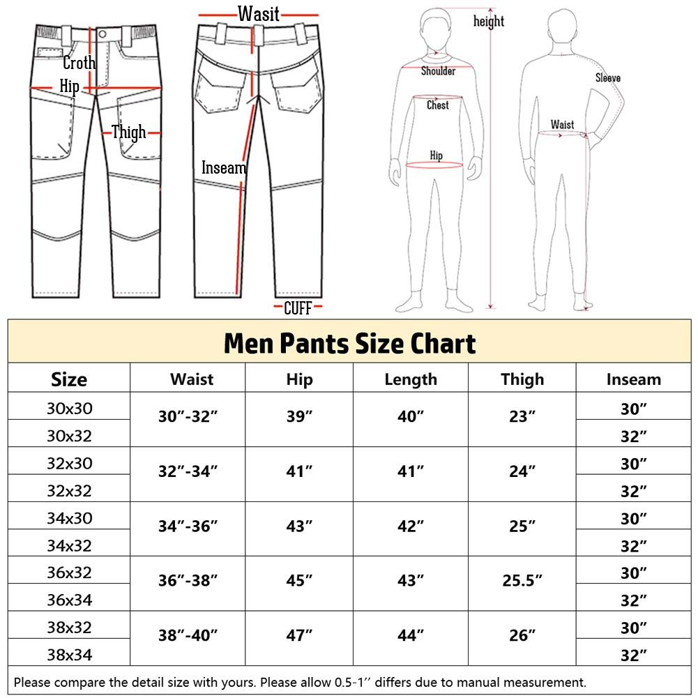 CARWORNIC Gear Men's Hiking Tactical Pants Lightweight Cotton Outdoor Military Combat Cargo Trousers Gray