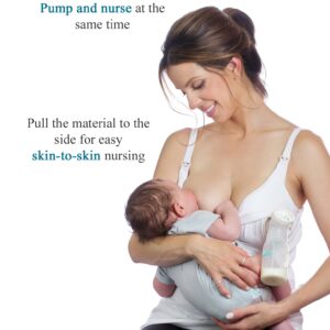 Essential Pump&Nurse Tank, a All-in-one Hands-Free Pumping and Nursing Bra for All Breast Pumps - Dark Gray, XL