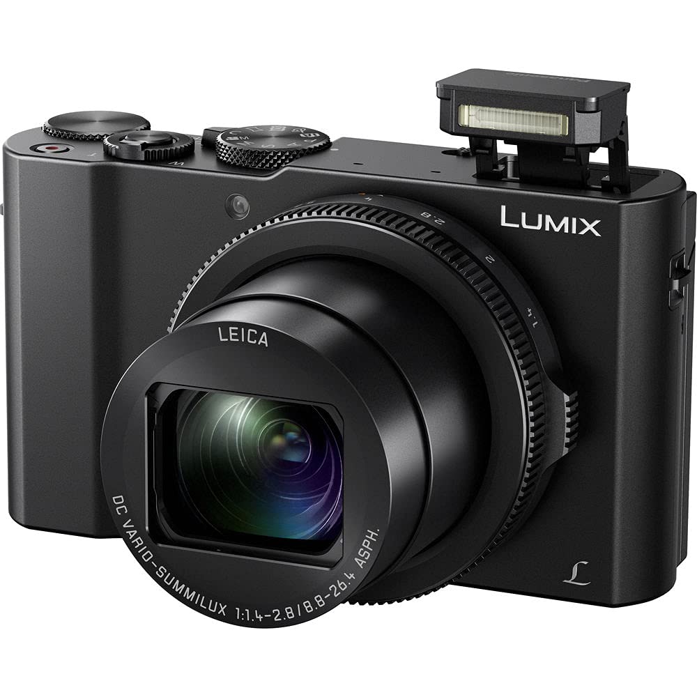 Panasonic Lumix DMC-LX10 Digital Camera (DMC-LX10K) - Bundle - with 128GB Memory Card + LED Video Light + Soft Bag + DMW-BLH7 Battery + 12 Inch Flexible Tripod + Cleaning Set