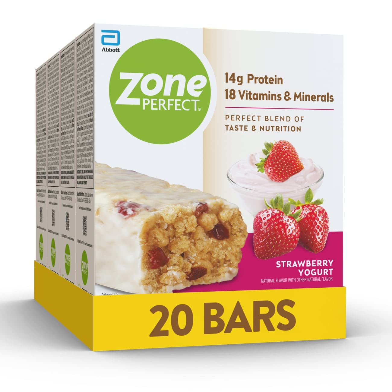 ZonePerfect Protein Bars | 14g Protein | 18 Vitamins & Minerals | Nutritious Snack Bar | Strawberry Yogurt | 20 Bars, 10 Count (Pack of 2)