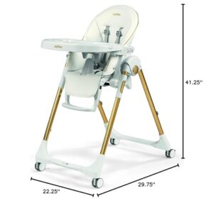 Prima Pappa Zero 3 - High Chair - for Children Newborn to 3 Years of Age - Made in Italy - Gold (White & Gold)