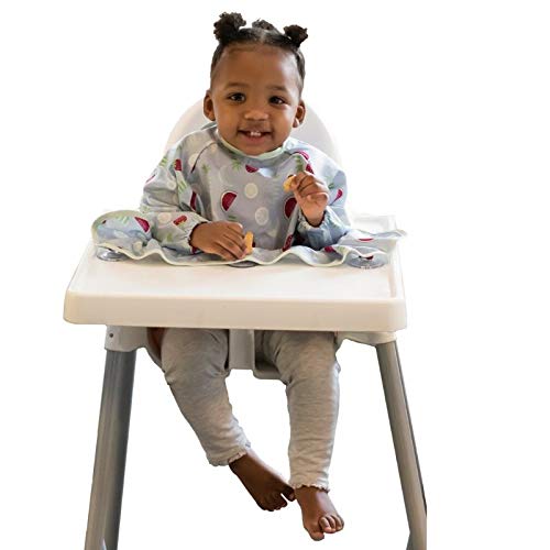 Tidy Tot - Cover & Catch Baby Bib - Mess Proof Long Sleeve Feeding Smock with Food Catcher Pocket - Attaches to Highchair - Waterproof Bib – Machine Washable. Fits 6-24 months - Fruit