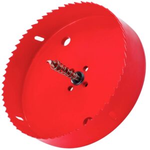 6 inch hole saw for cornhole board metal plastic fiberboard, 6 inch (150mm) hole saws heavy duty steel design great for trim kit making cornhole board (6 inch, red)