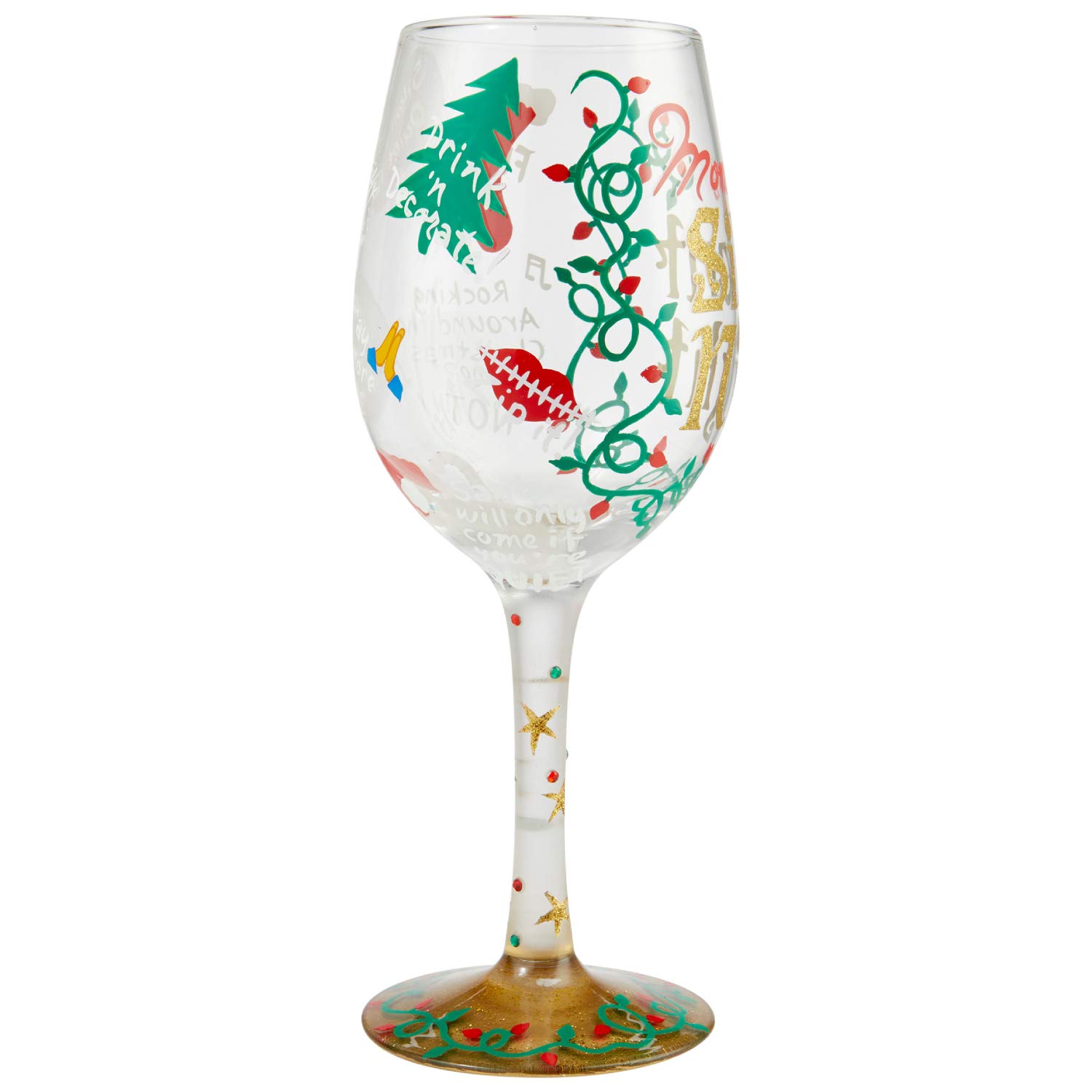 Enesco Designs by Lolita Holiday Mom's Silent Night Artisan Wine Glass, 1 Count (Pack of 1), Multicolor