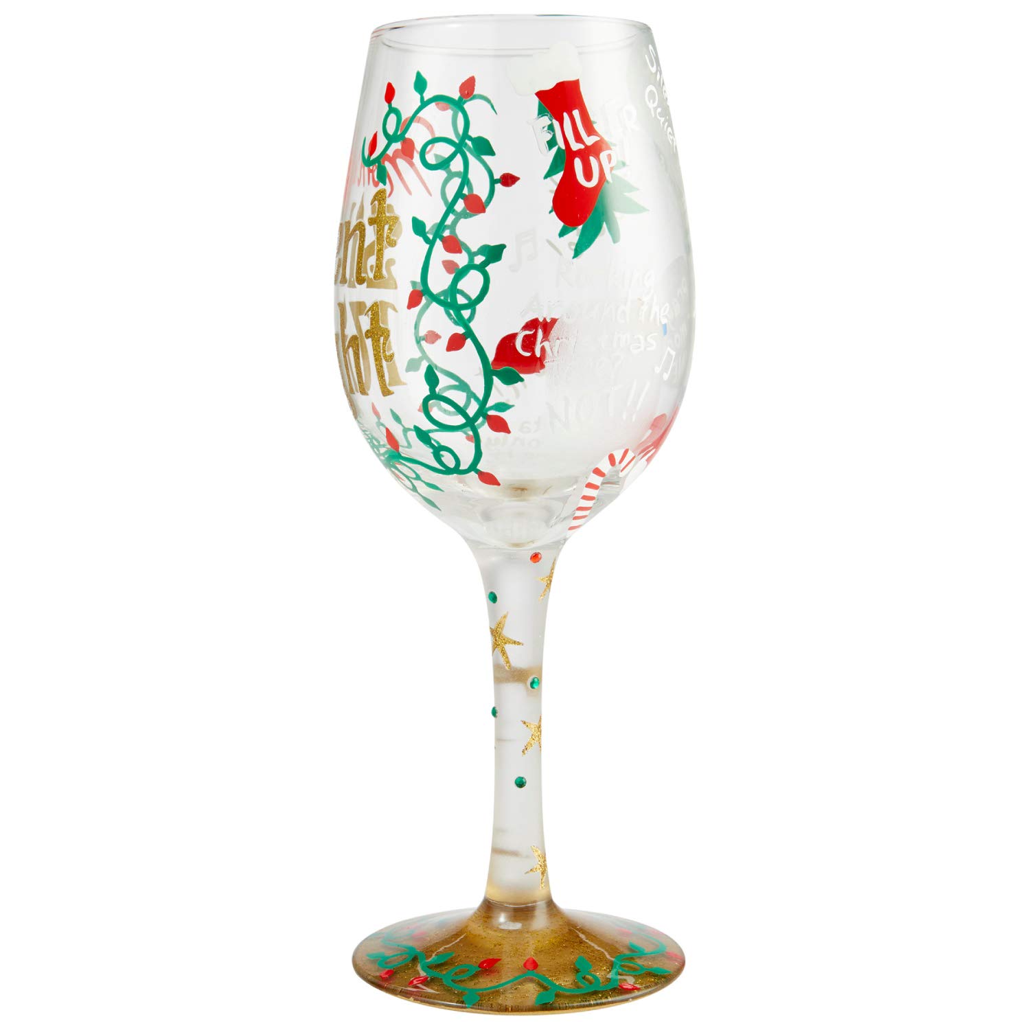 Enesco Designs by Lolita Holiday Mom's Silent Night Artisan Wine Glass, 1 Count (Pack of 1), Multicolor