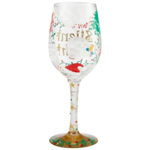 Enesco Designs by Lolita Holiday Mom's Silent Night Artisan Wine Glass, 1 Count (Pack of 1), Multicolor