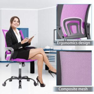 Ergonomic Office Chair Computer Desk Chair with Back Support Mesh Rolling Swivel PC Executive Chair Modern Adjustable Height Task Works Office Chair for Women Men, Pink