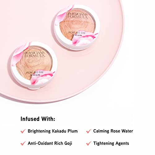 Physicians Formula Rosé All Day Highlighter Blush Face Powder, Blush Petal Glow, Shimmering Rose, Dermatologist Tested, Clinicially Tested