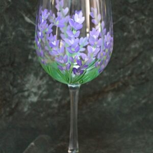 Hand Painted Wine Glasses - Purple Lavender (Set of 2)