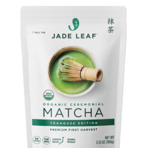 Jade Leaf Matcha Organic Green Tea Powder, Ceremonial Grade, Teahouse Edition - Premium First Harvest - Authentically Japanese (3.53 Ounce Pouch)