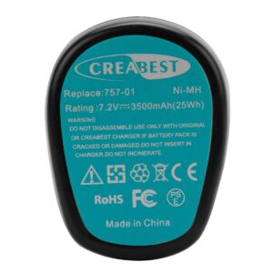 CREABEST 2Packs 7.2V 3.5Ah Ni-MH Battery for Dremel MultiPro Cordless Rotary Tool Models Dremel 7700-01 7700-02 757-01 with One Charger