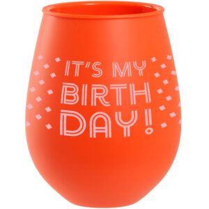 c.r. gibson qwg2o-23438 ''it's my birthday!'' acrylic stemless wine glass, 12 fl. oz.