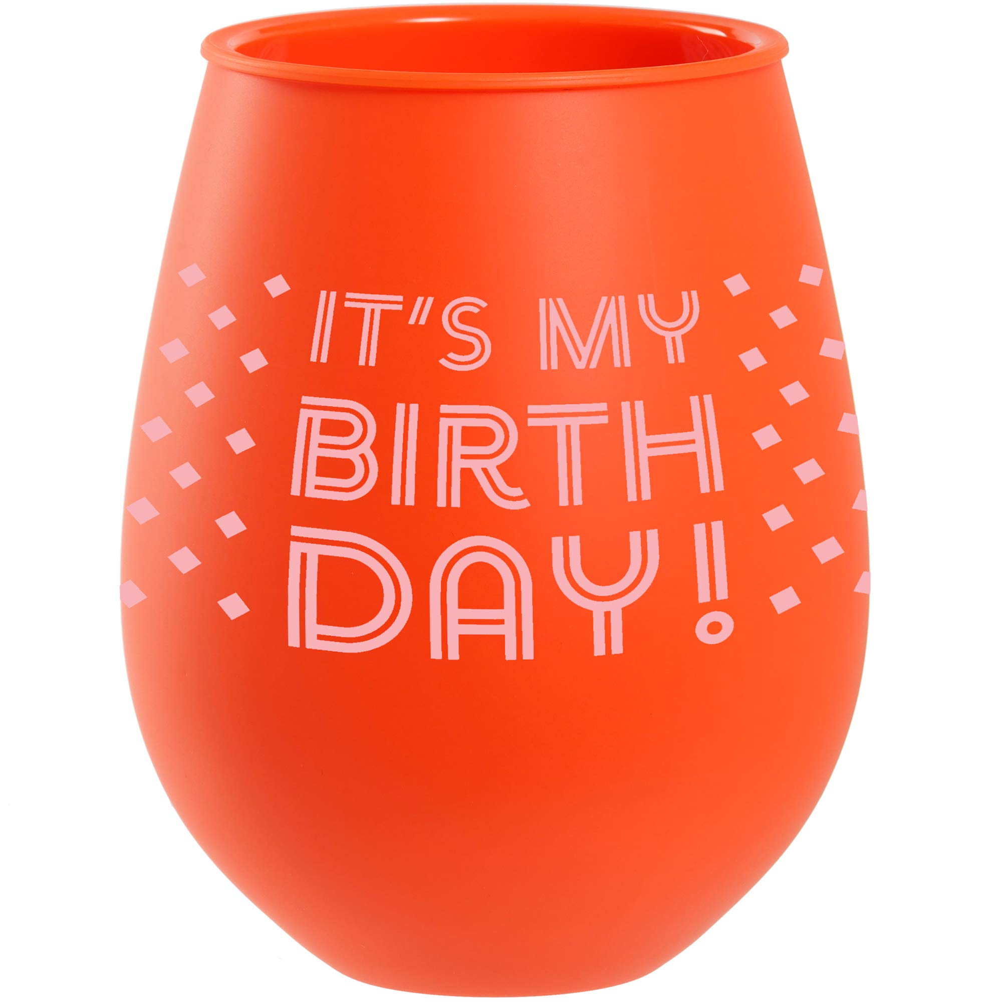 C.R. Gibson QWG2O-23438 ''It's My Birthday!'' Acrylic Stemless Wine Glass, 12 fl. oz.