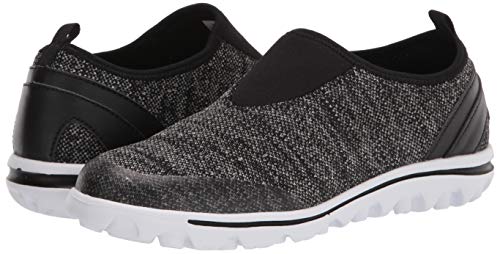 Propét Women's TravelActiv Slip-On Sneaker, Black Heather, 7 Wide US