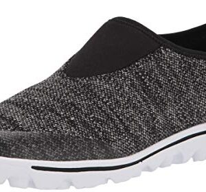 Propet Women's TravelActiv Slip-On Sneaker, Black Heather, 8.5 X-Wide US