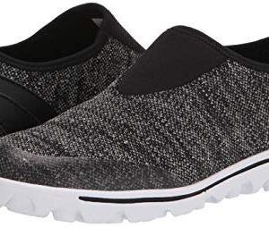 Propet Women's TravelActiv Slip-On Sneaker, Black Heather, 8.5 X-Wide US