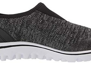 Propet Women's TravelActiv Slip-On Sneaker, Black Heather, 8.5 X-Wide US