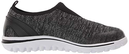 Propet Women's TravelActiv Slip-On Sneaker, Black Heather, 8.5 X-Wide US