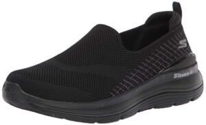 skechers women's walking sneaker, black, 5 wide