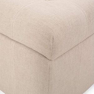 Christopher Knight Home Hedda Tufted Fabric Storage Ottoman, Wheat, Dark Brown