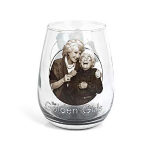 JUST FUNKY The Golden Girls Black and White Stemless Wine Glass - 16-Ounces