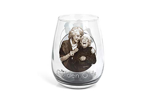 JUST FUNKY The Golden Girls Black and White Stemless Wine Glass - 16-Ounces