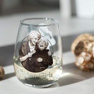 JUST FUNKY The Golden Girls Black and White Stemless Wine Glass - 16-Ounces