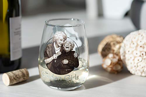 JUST FUNKY The Golden Girls Black and White Stemless Wine Glass - 16-Ounces