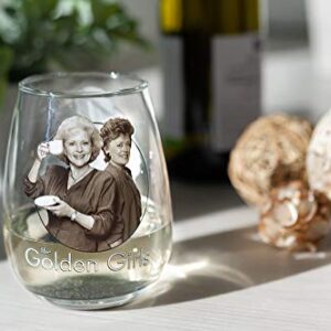 JUST FUNKY The Golden Girls Black and White Stemless Wine Glass - 16-Ounces