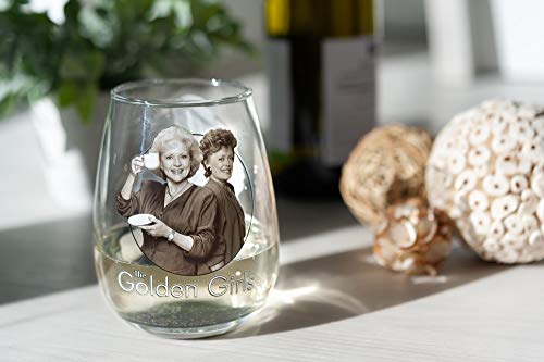 JUST FUNKY The Golden Girls Black and White Stemless Wine Glass - 16-Ounces