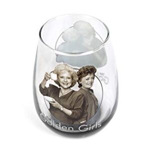 JUST FUNKY The Golden Girls Black and White Stemless Wine Glass - 16-Ounces