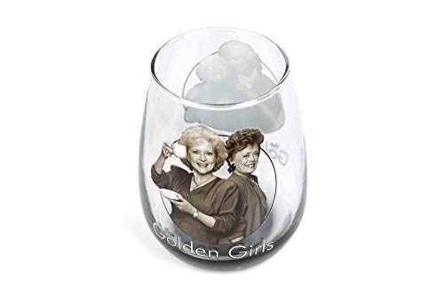 JUST FUNKY The Golden Girls Black and White Stemless Wine Glass - 16-Ounces