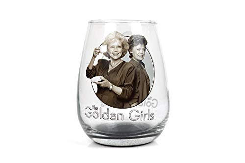 JUST FUNKY The Golden Girls Black and White Stemless Wine Glass - 16-Ounces