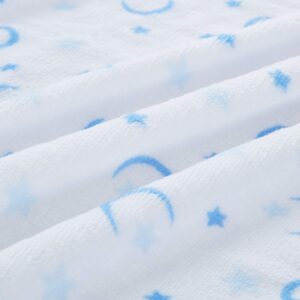 Cozy Fleece Microplush Super Soft Fitted Crib Sheets (Set of 2), Blue/White with Moon & Stars