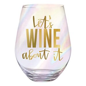 slant collections creative brands jumbo stemless wine glass, 30-ounce, lets wine about it