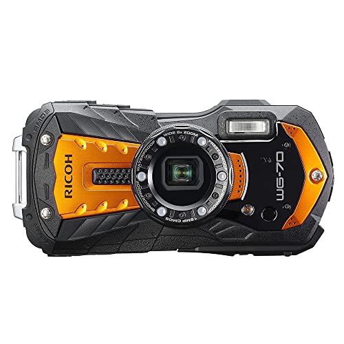 Ricoh WG-70 Black Waterproof Digital Camera 16MP (Orange) (Intenational Model)