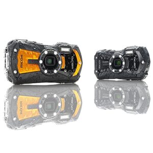 Ricoh WG-70 Black Waterproof Digital Camera 16MP (Orange) (Intenational Model)