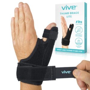 vive thumb brace & wrist stabilizer (fits left and right) - thumb spica splint for arthritis, tendonitis, and de quervains - support wrap for men and women - pain relief for carpal tunnel and sprains