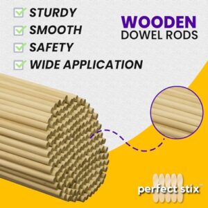 Perfect Stix - WED120-50 Wooden Lollipops and Cake Dowel Rod, 1/4" Diameter x 12" Length (Pack of 50)