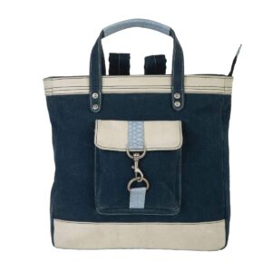 mona b. royal blue wilder upcycled canvas backpack with vegan leather trim md-5912