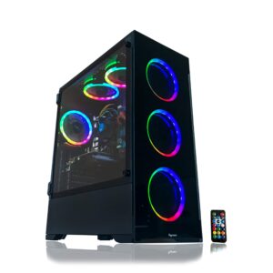 alarco gaming pc desktop computer intel 3.70ghz,16gb ram,512 gb ssd,windows 11 pro,wifi ready,video card rx 580 8gb, 6 rgb fans with remote