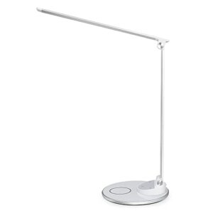 workpro™ led usb desk lamp with wireless charger, 16-1/2"h, white/silver