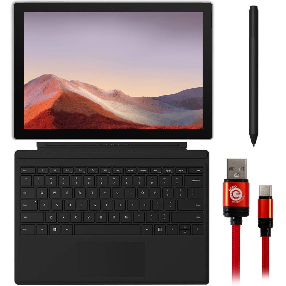 Microsoft VDX-00001 Surface Pro 7 12.3 inch Touch Intel i7-1065G7 16GB/1TB Platinum Bundle Signature Type Cover Keyboard, Surface Pen Black and 3FT Type-C Charge & Sync USB Cable