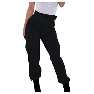 womens cargo trousers casual stylish military combat solid pants pocket trousers black