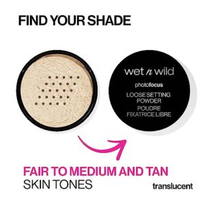 wet n wild Photo Focus Loose Baking Setting Powder, Highlighter Makeup, Fair to Medium & Tan Skin Tones, Translucent