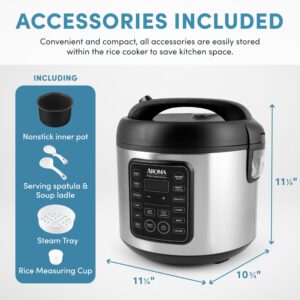 Aroma Housewares ARC-5200SB 2O2O Model Rice & Grain Cooker, Sauté, Slow Cook, Steam, Stew, Oatmeal, Risotto, Soup, 20 Cup 10 Cup uncooked, Stainless Steel