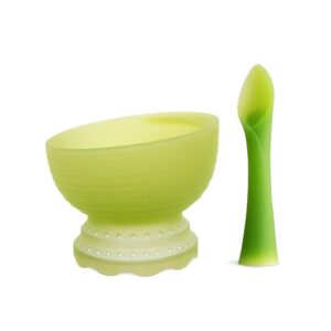 olababy 2 piece baby led weaning advanced feeding set, includes training spoon and steambowl