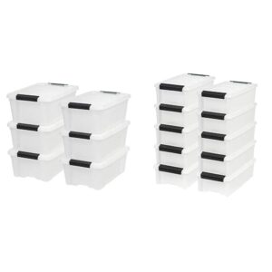 iris usa, inc. tb-42 12 quart stack & pull box, multi-purpose storage bin, 6 pack, pearl with tb-35 5 quart stack & pull box, multi-purpose storage bin, 10 pack, pearl