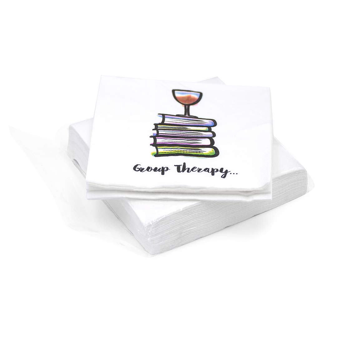 30 Pk, Group Therapy" Cocktail 3-Ply Paper Party Napkins for Book Club, Wine Night, Womens Group, Galentine's Day or Girls Night