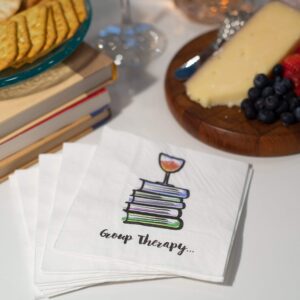 30 Pk, Group Therapy" Cocktail 3-Ply Paper Party Napkins for Book Club, Wine Night, Womens Group, Galentine's Day or Girls Night